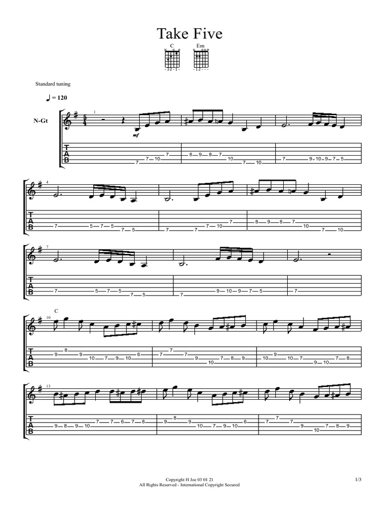 Take Five Tab | PDF | Copyright Law | Law