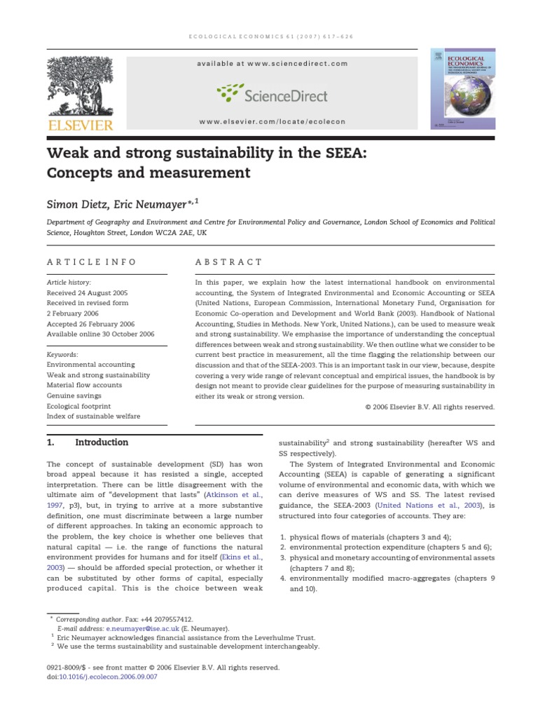 Weak and Strong Sustainability | PDF | Sustainability | Resource Depletion