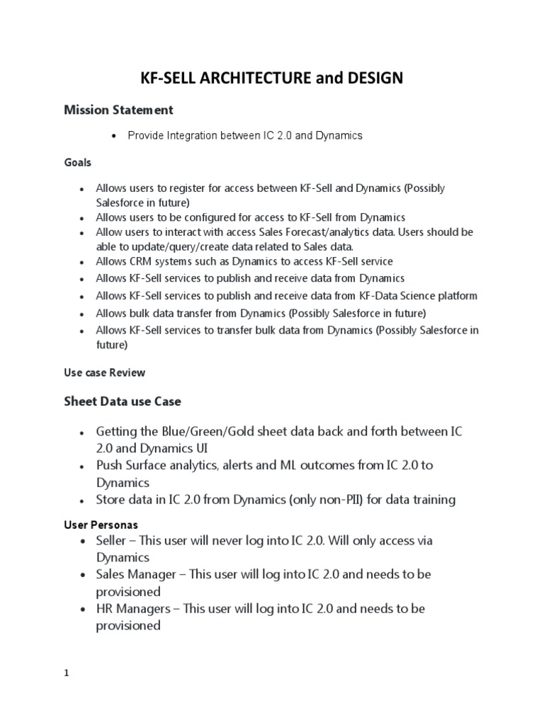 Kf-Sell Architecture and Design: Mission Statement | PDF | Customer ...