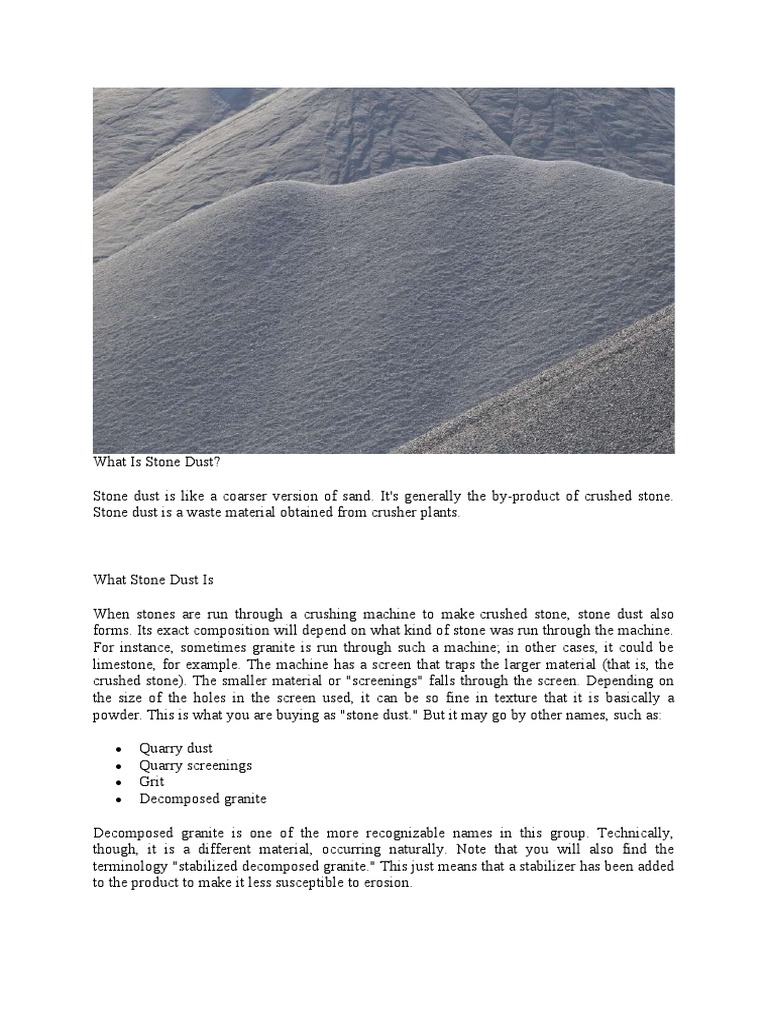 Understanding Stone Dust and Its Uses | PDF | Home & Garden | Science ...