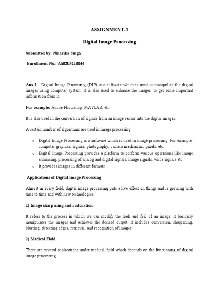 Assignment-1 Digital Image Processing | PDF | Digital Image | Image Editing