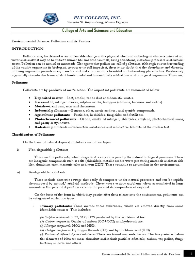 Pollution: Types, Sources, and Effects | PDF | Earthquakes | Sewage ...
