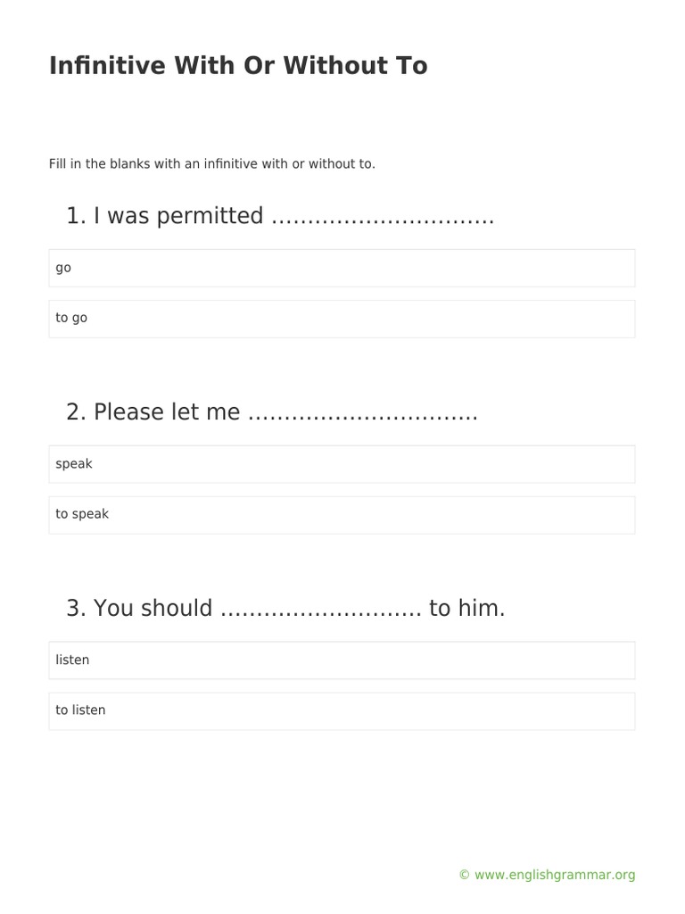Infinitive With or Without To | PDF