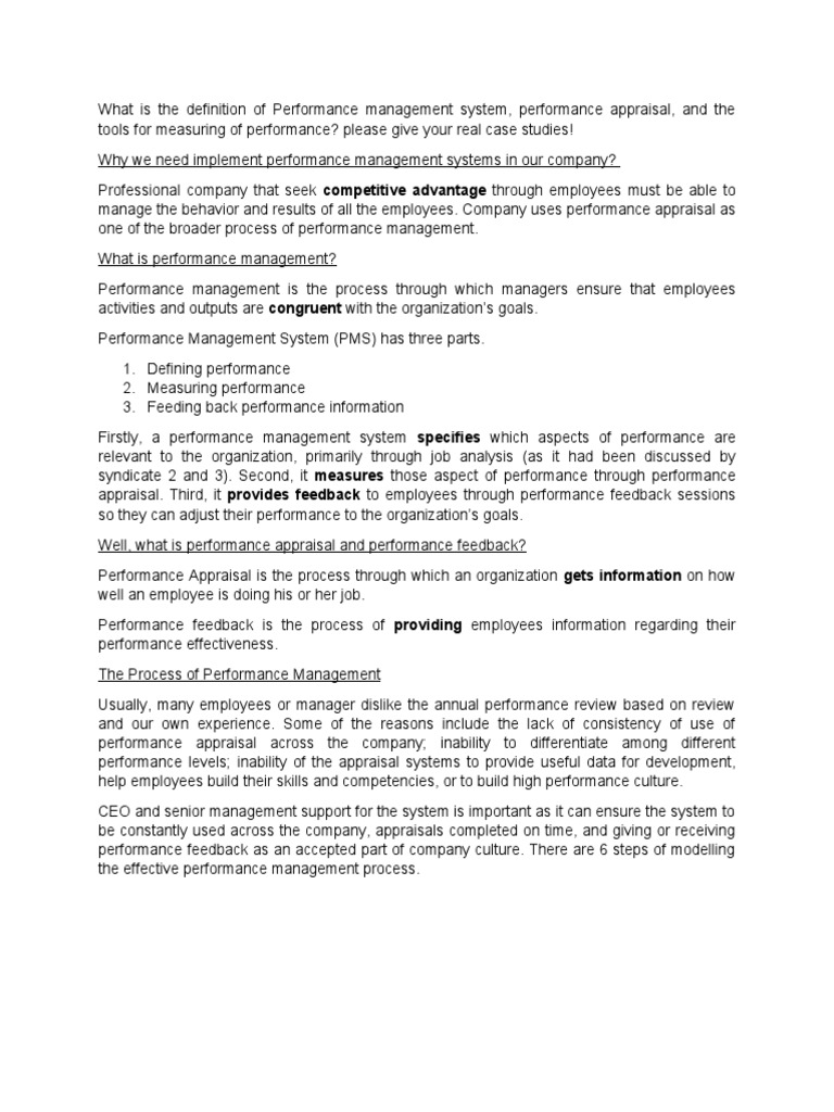 What Is The Definition of Performance Management System | PDF ...