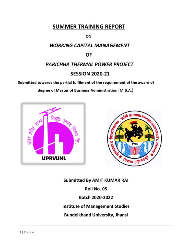 Summer Training Report Final Report | PDF | Working Capital | Credit
