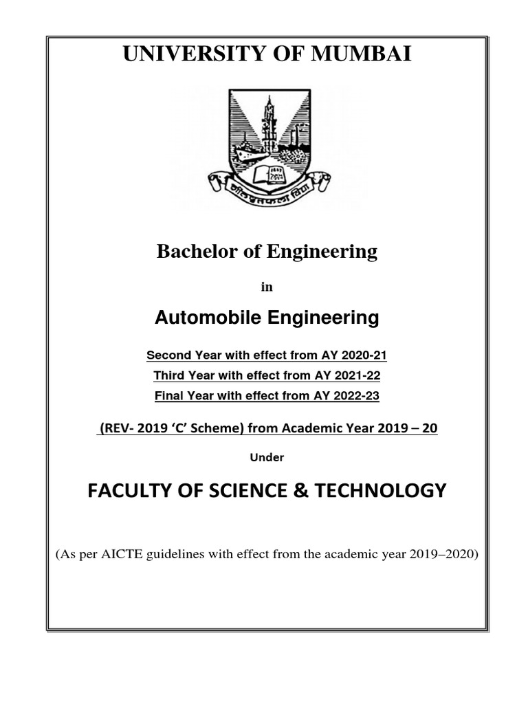 Automobile Engineering Syllabus Sem III Mumbai University | PDF | Beam ...