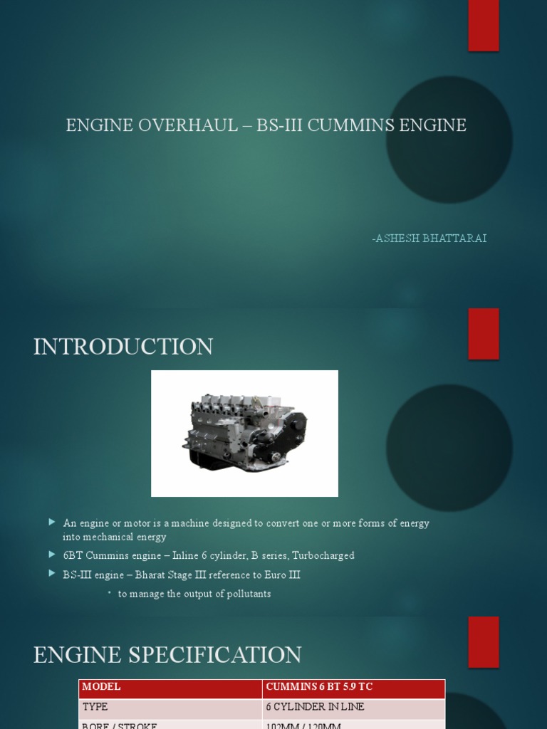 BS-III Cummins Engine Overhaul Guide | PDF | Piston | Internal ...
