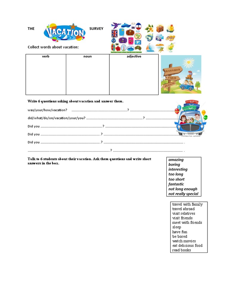Vacation Survey Questions and Responses | PDF