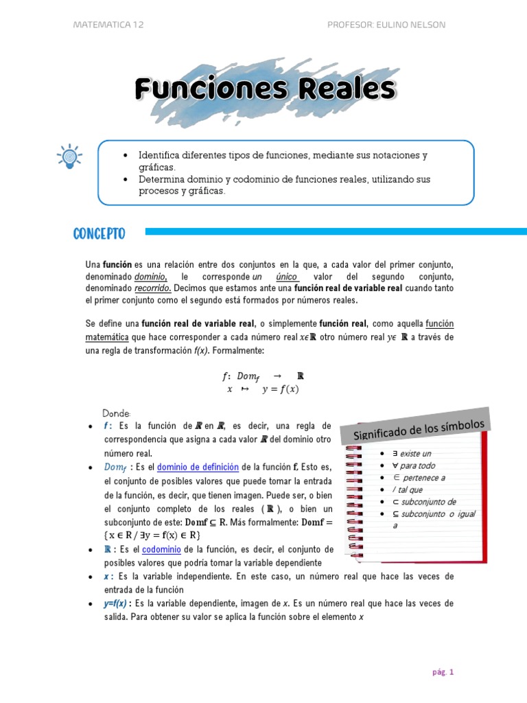 Funciones Reales | PDF | Función (Matemáticas) | Número Real