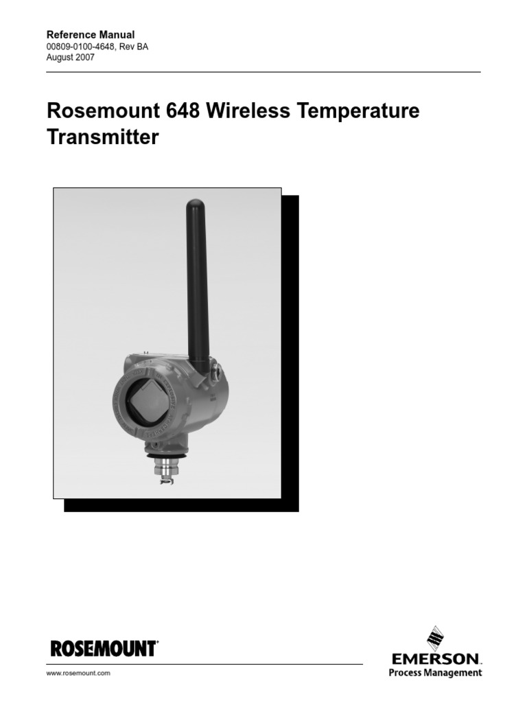 Rosemount 648 Wireless Temperature Transmitter: Reference Manual | PDF ...