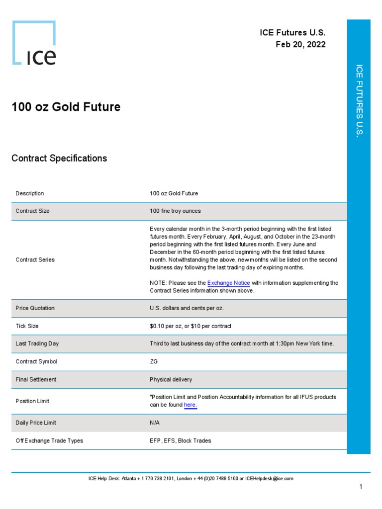 100 Oz Gold Future Product Guid | PDF | Futures Contract | United ...