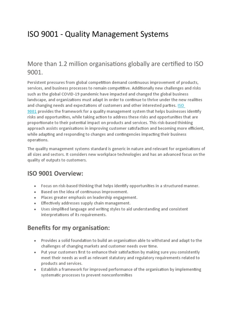 ISO 9001 - Quality Management Systems | PDF | Quality Management | Iso 9000