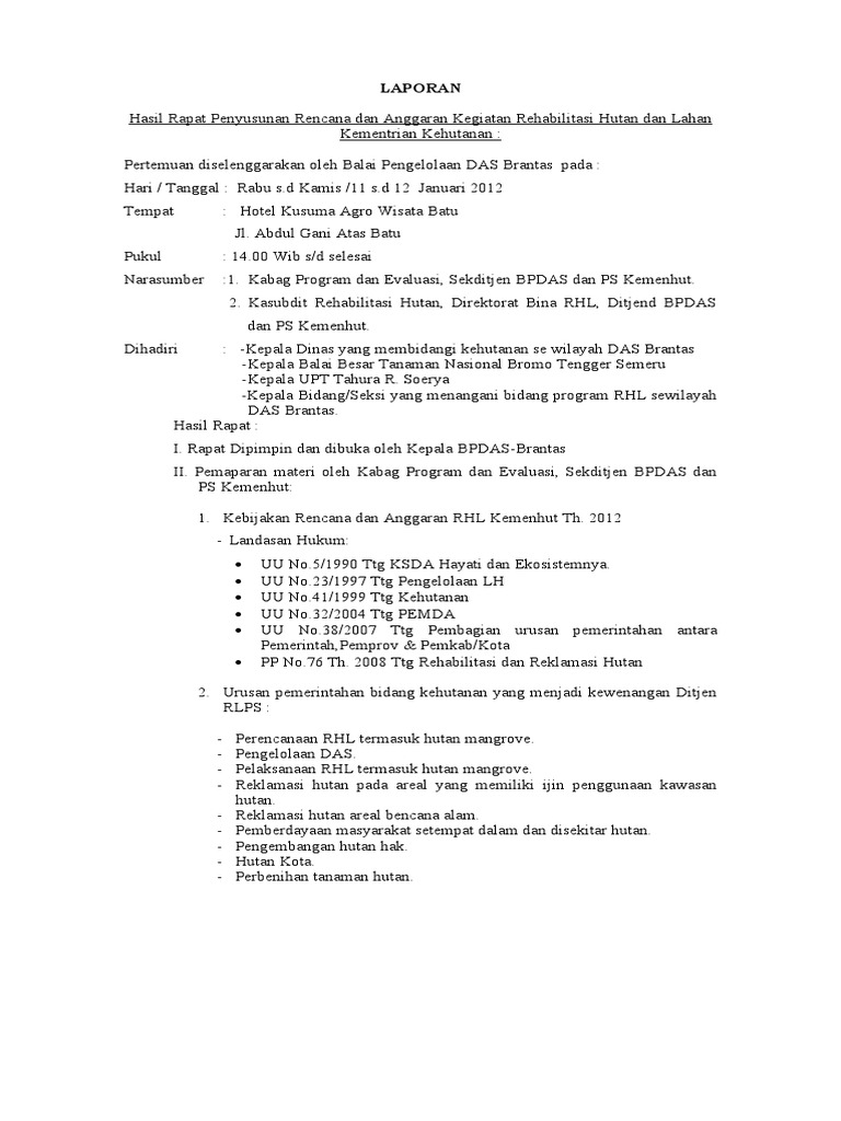 Lap. Rapat BPDAS Batu | PDF | Sains & Matematika | Teknologi & Rekayasa