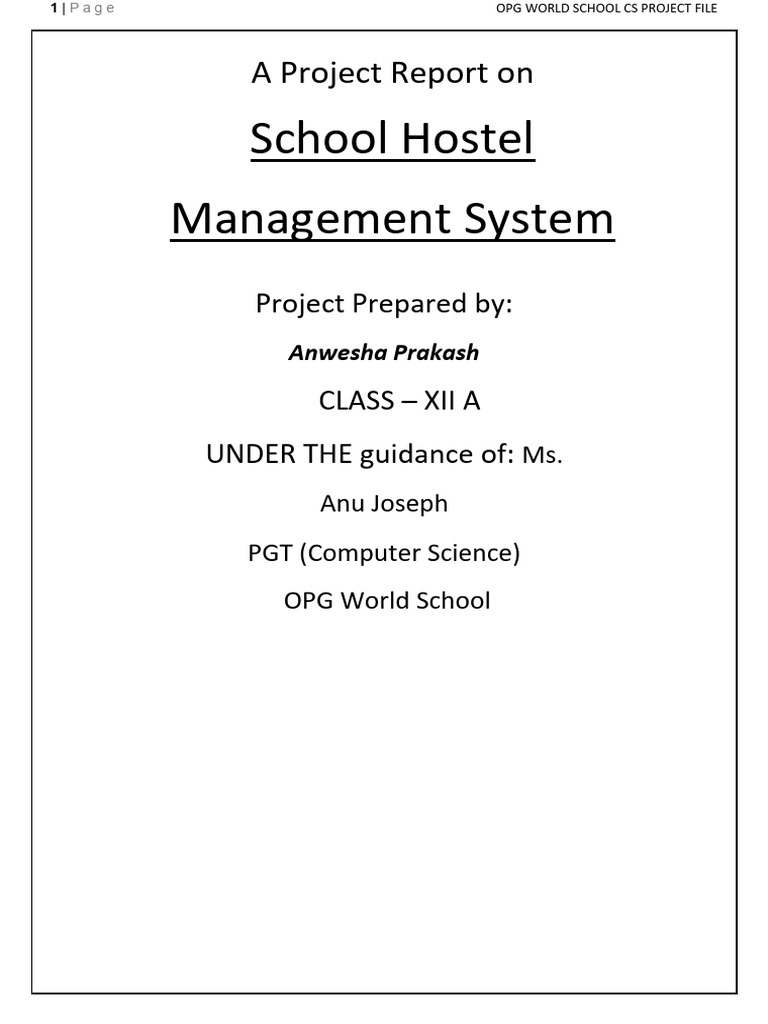 Computer Science Project File Class 12 Cbse Pdf Python Programming Language Software