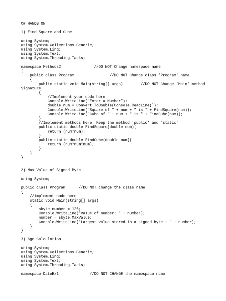 C# Hands-On | PDF | C Sharp (Programming Language) | Language Integrated Query