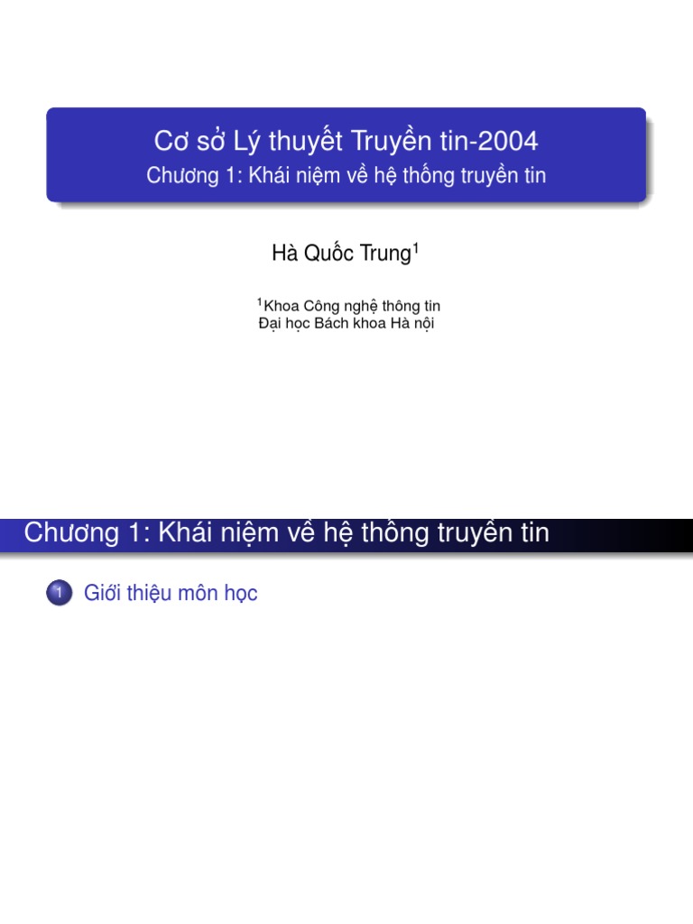 Co So Ly Thuyet Truyen Tin Ha Quoc Trung Chuong1 Khai Niem Ve He Thong Truyen Tin ...
