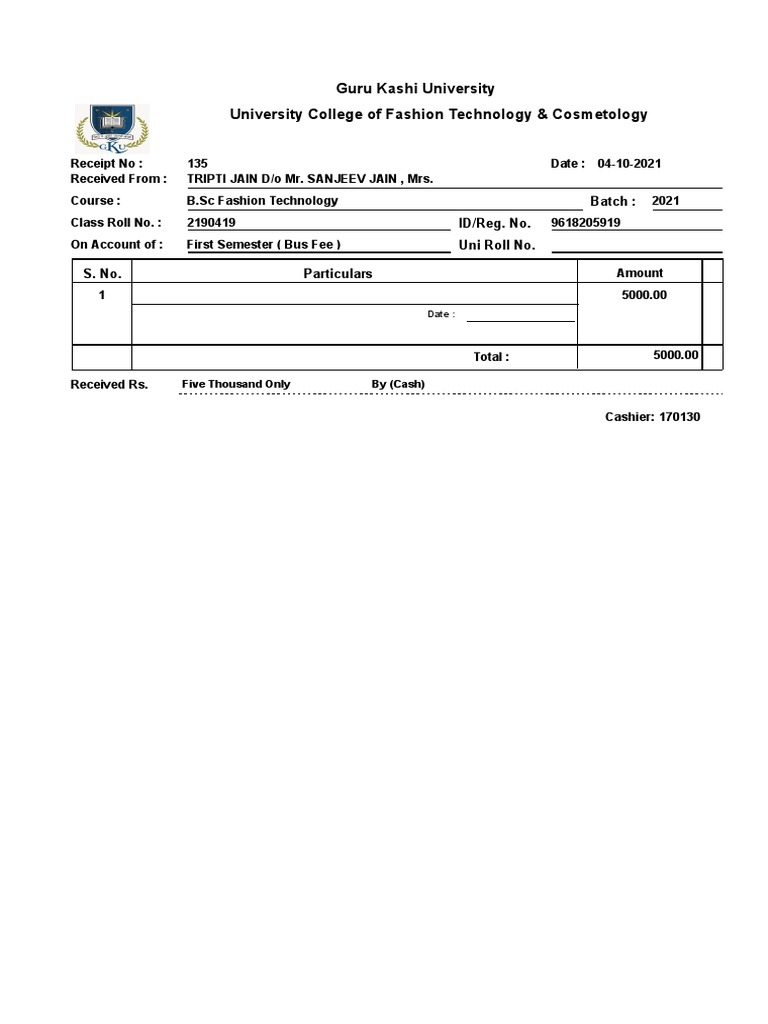 Van Fee Receipt | PDF