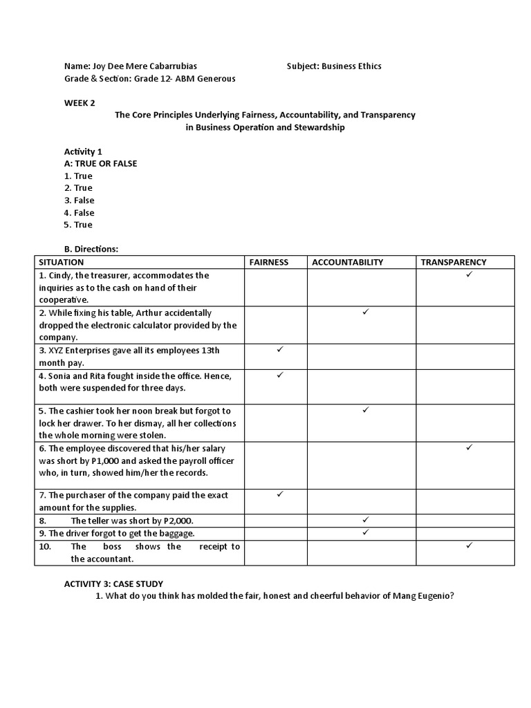 Business Ethics Answers Week 2-3 | PDF | Business Ethics | Monotheism