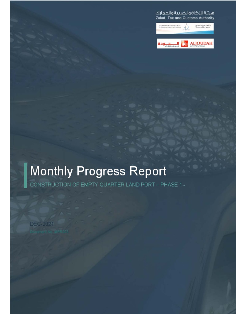 Monthly Progress Report Template (1) Empty Quarter DEC 21 ALL PDF | PDF ...