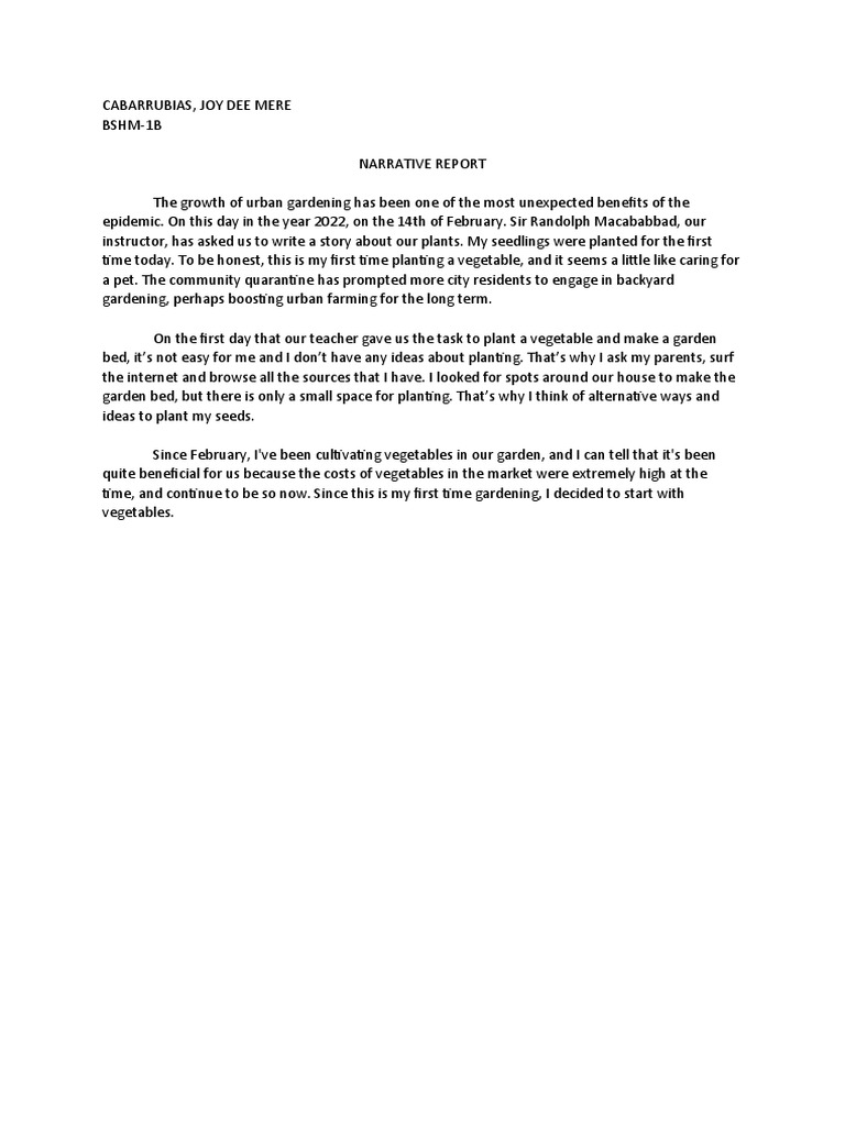 Narrative Report | PDF