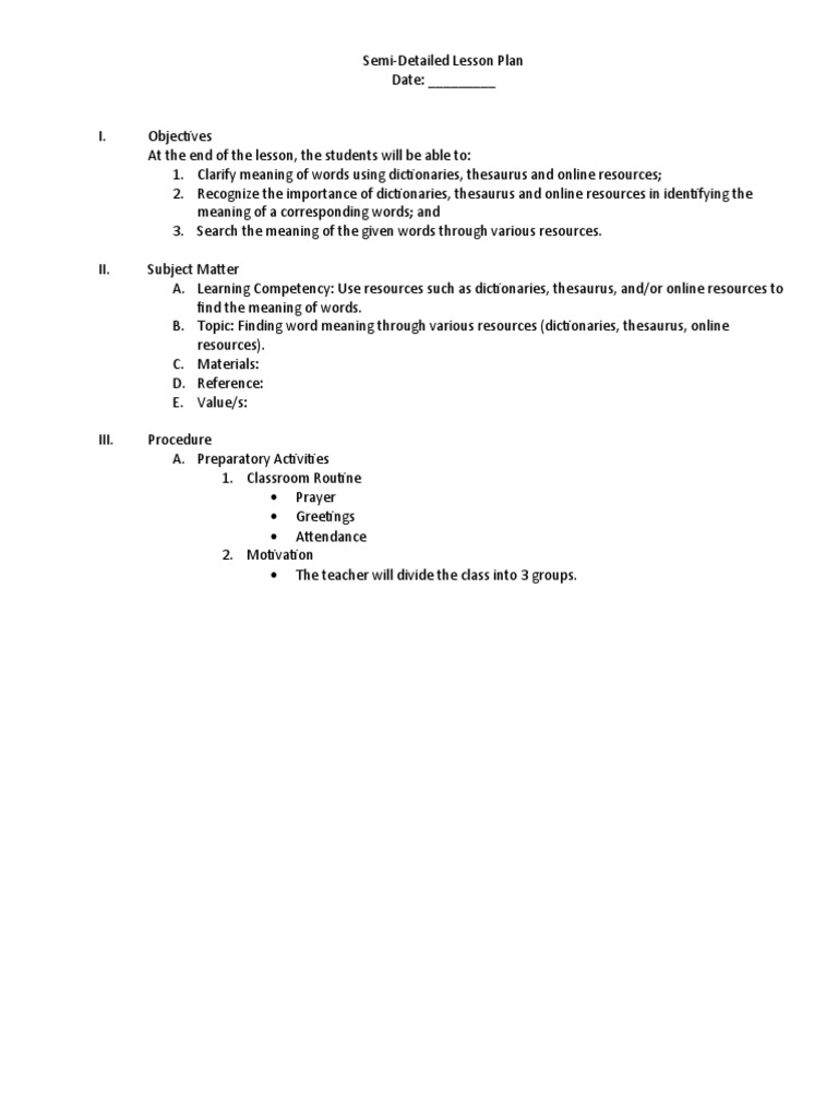 Lesson Plan Grade 4 English | PDF