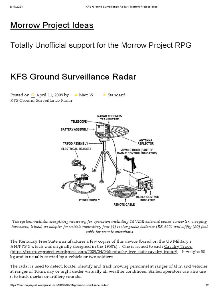 KFS Ground Surveillance Radar Overview | PDF | Radar | Surveillance