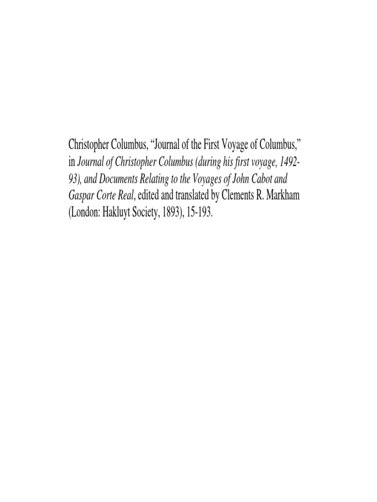 Columbus - Journal of The First Voyage | PDF | Voyages Of Christopher ...