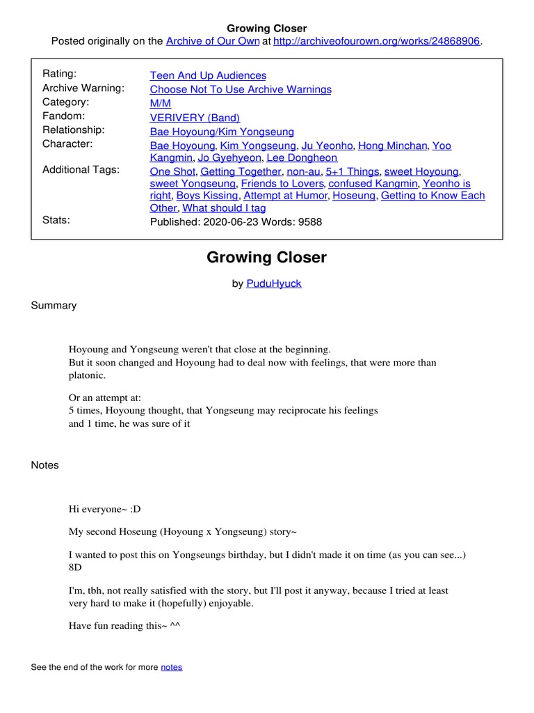 Growing Closer | PDF | Feeling