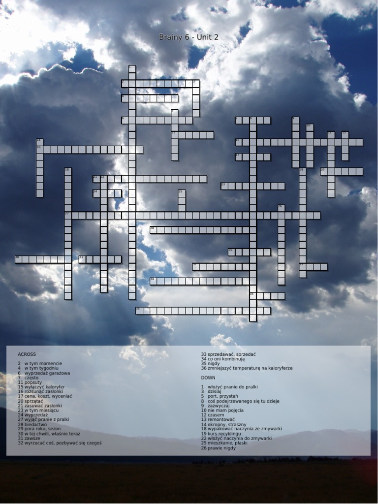 Unit2 Crossword Łatwa 2 | PDF