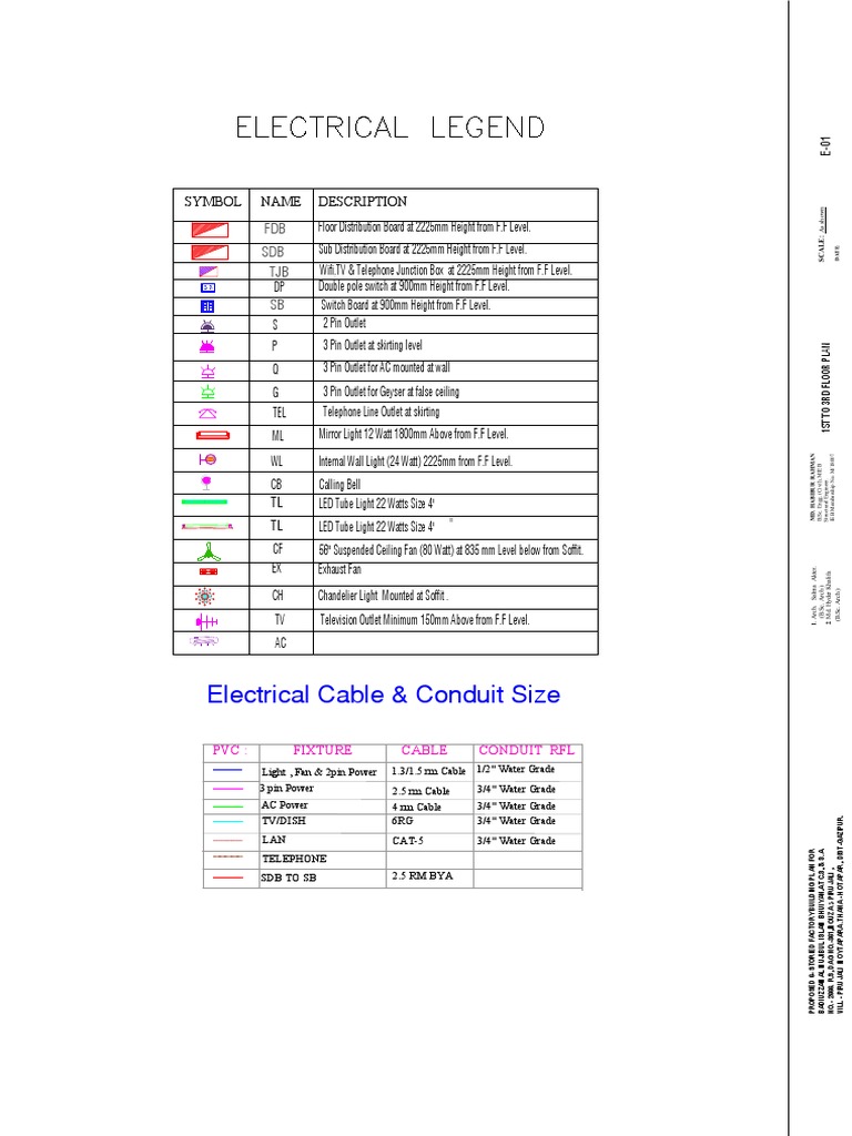 Electrical Fixture & Conduit Layout Plan For Ground To 5th Floor 6.6. ...