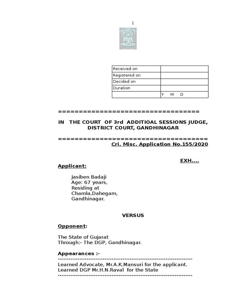 In The Court of 3Rd Additioal Sessions Judge, District Court ...