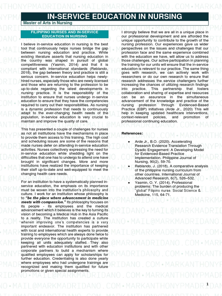 In-Service Education in Nursing | Download Free PDF | Nursing | Health Care