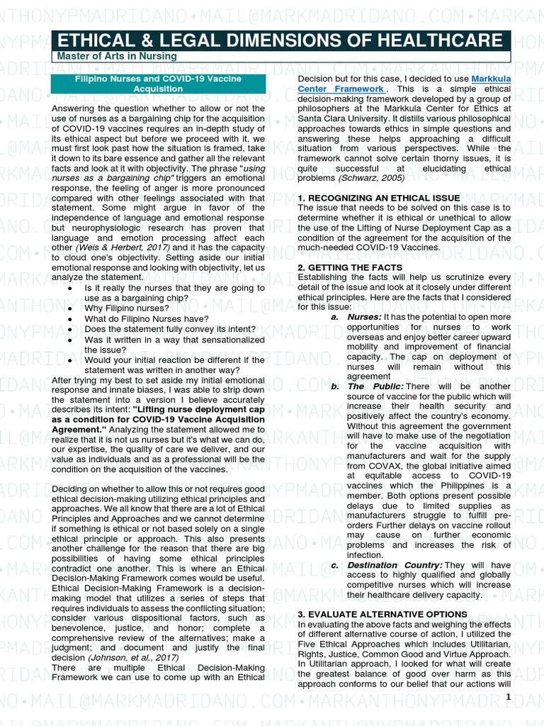 Ethical & Legal Dimensions of Healthcare | PDF | Nursing | Health Care