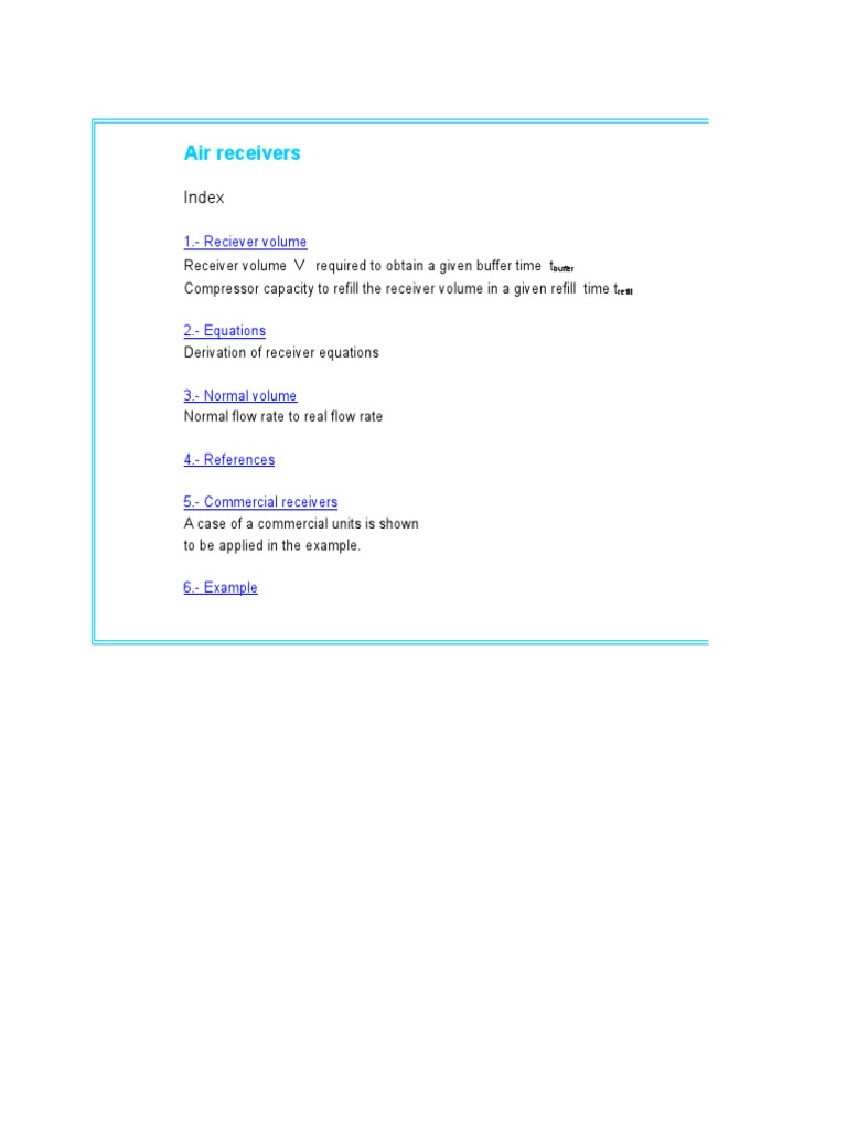 Air receiver volume and compressor flow rate calculation | PDF ...
