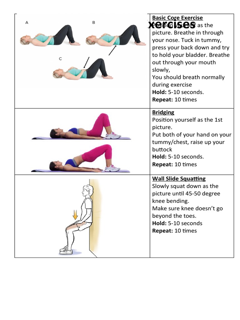 Strengthening Exercises: Basic Core Exercise | PDF | Musculoskeletal ...