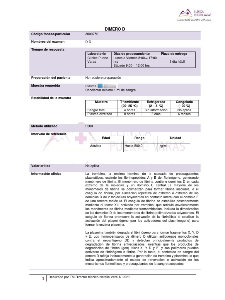 Dimero D | PDF | Coagulación | Bioquímica