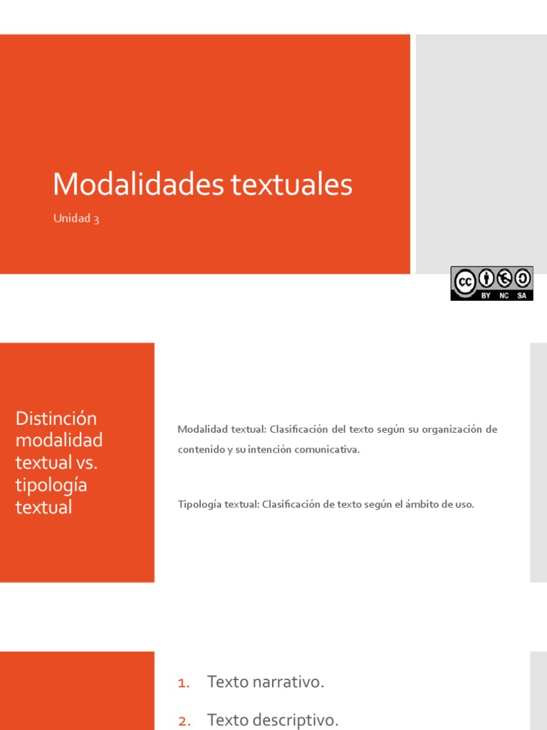 Unidad 3 - Modalidades Textuales | PDF | Oración (Lingüística) | Lingüística