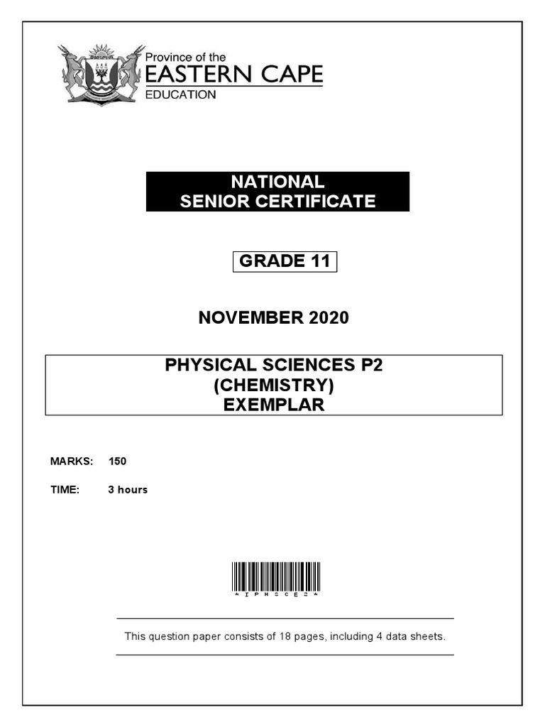 PHYS SCIENCES P2 GR11 MEMO NOV2020 English Exam Past Paper | PDF | Gases | Redox