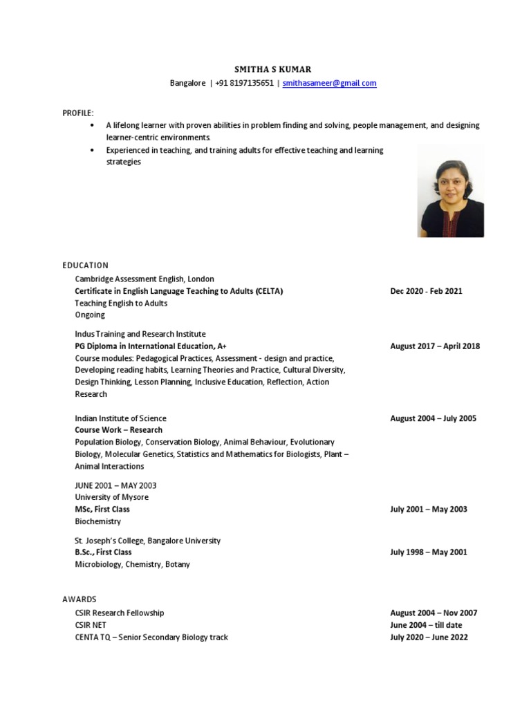 Experienced Educator and Trainer Profile | PDF | Teachers | Science ...