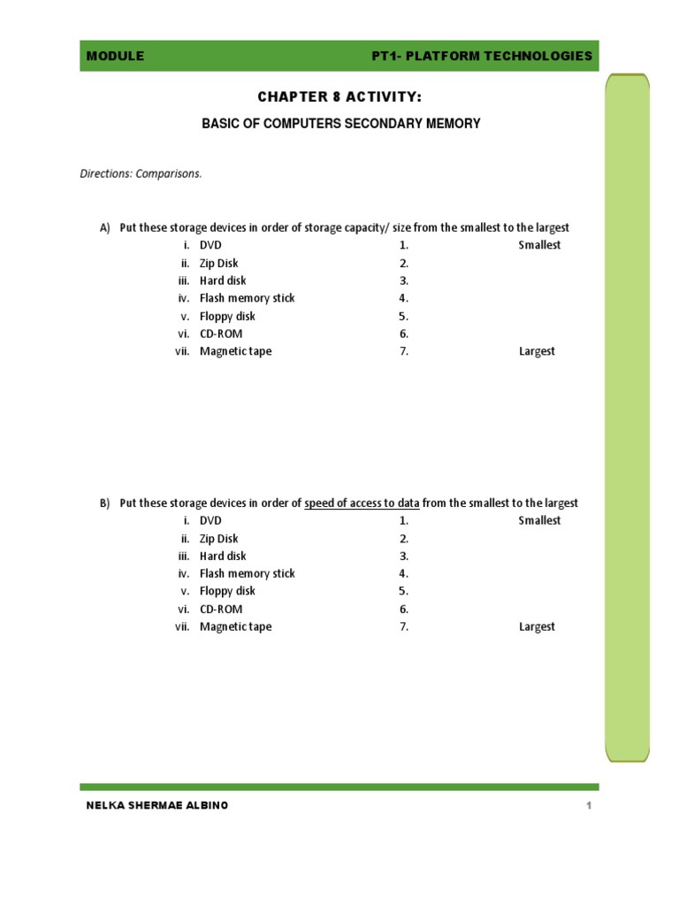 Chapter 8 Activity:: Directions: Comparisons | PDF