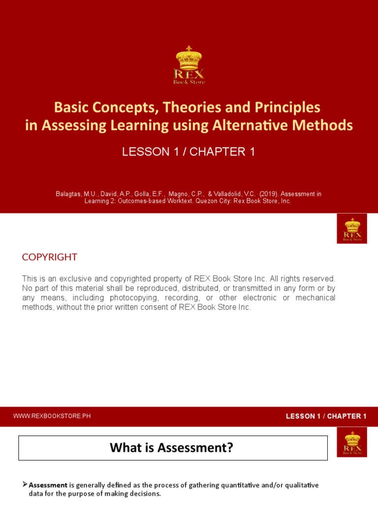 Basic Concepts, Theories, and Principles in Assessing Learning ...