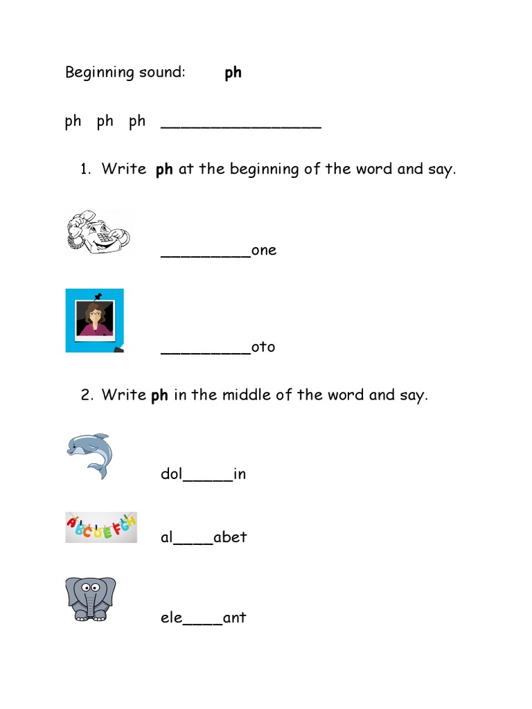 Phonics SH CH TH WH Ph+worksheet | PDF