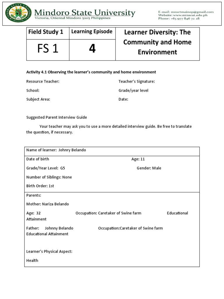 Fs1 Ep4 | PDF | Learning | Parenting