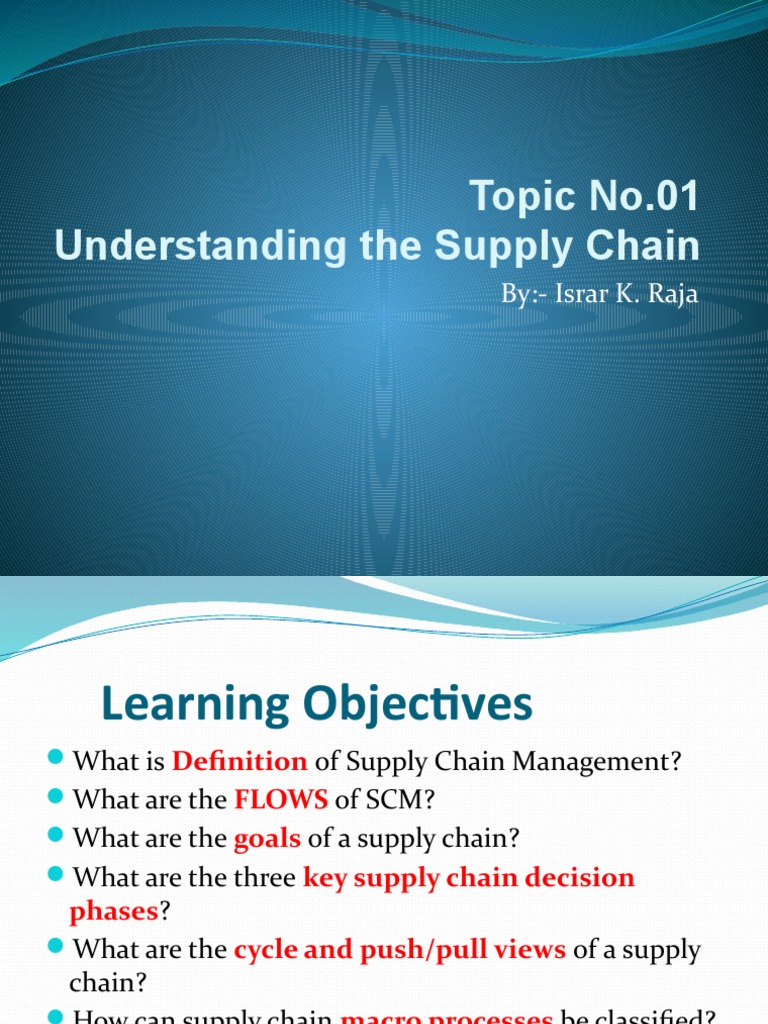 Topic No.01 - Understanding of SCM-Israr | PDF | Supply Chain | Supply Chain Management