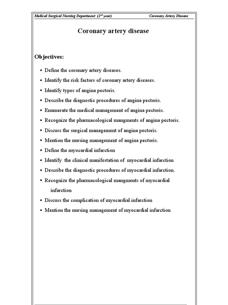Coronar Heart Diseases Hanan Sayed | PDF | Coronary Artery Disease ...