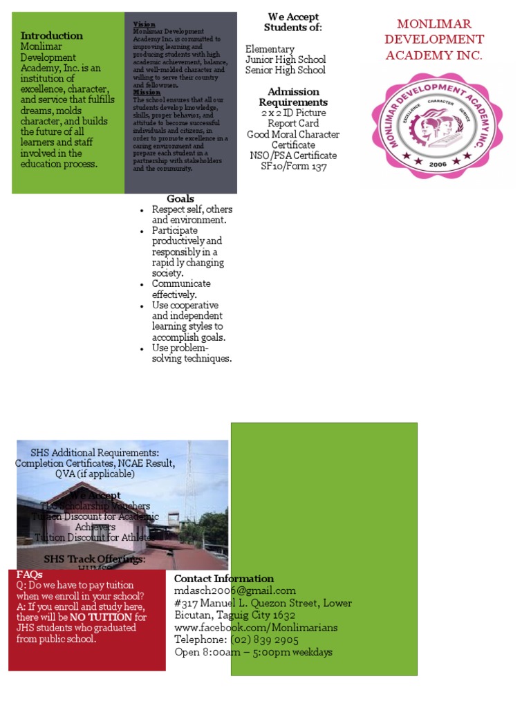 Monlimar Development Academy Inc.: We Accept Students of | PDF ...
