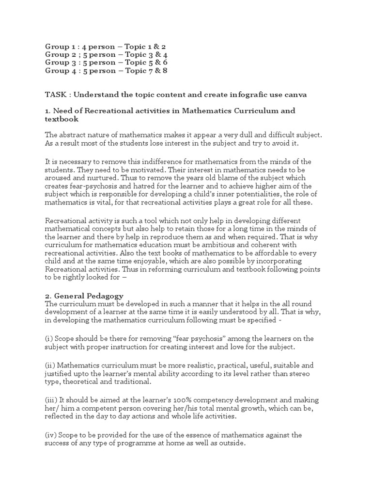 Recreational Activities in Developing Mathematics Learning | PDF | Area ...