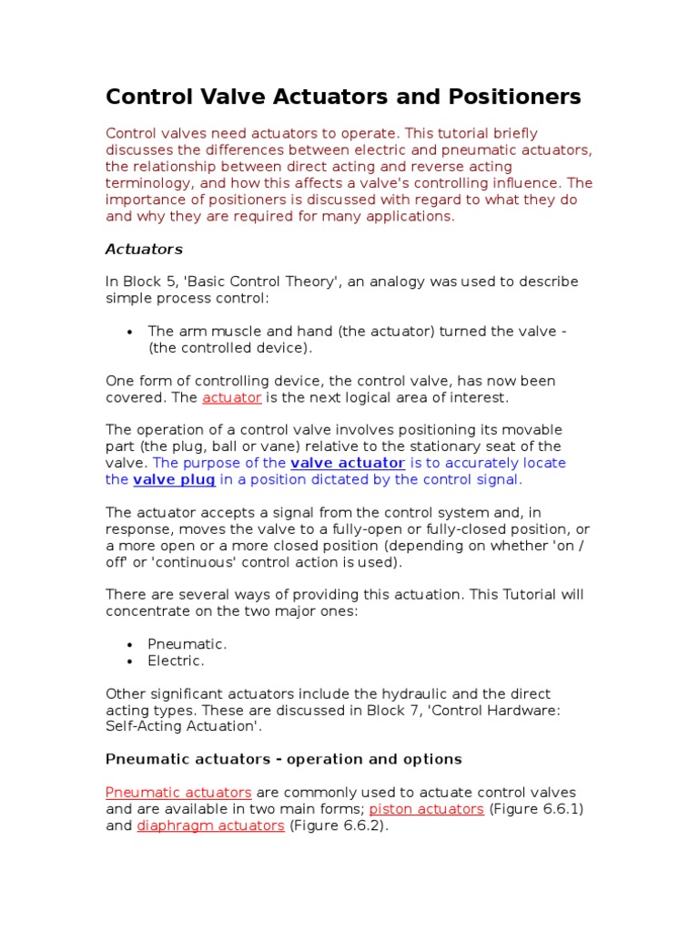 Control Valve Actuators and Positioners | PDF | Valve | Actuator