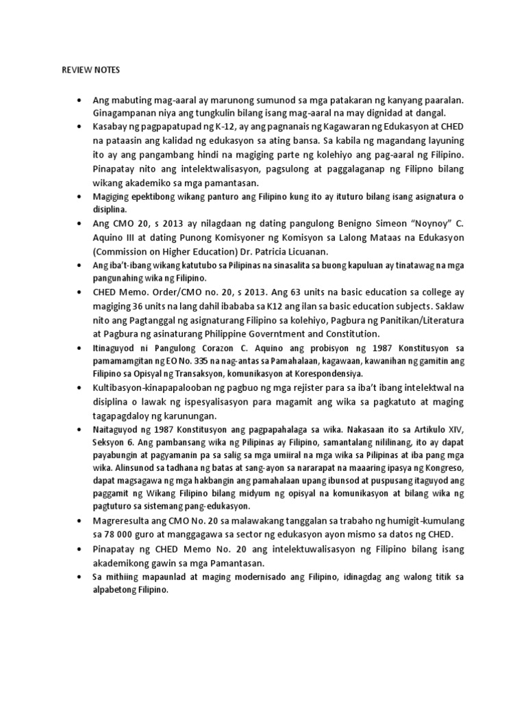 Review Notes | PDF