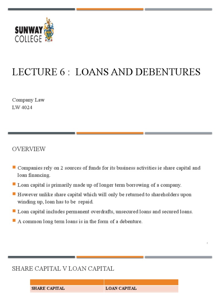 Loans vs Debentures Explained | PDF | Loans | Debenture